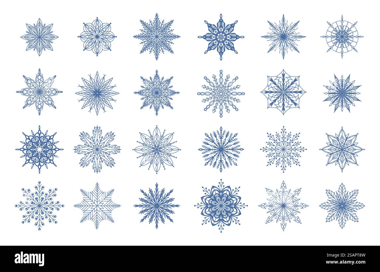 Cartoon snowflakes. Winter geometrical ornamental frozen water symbols ...