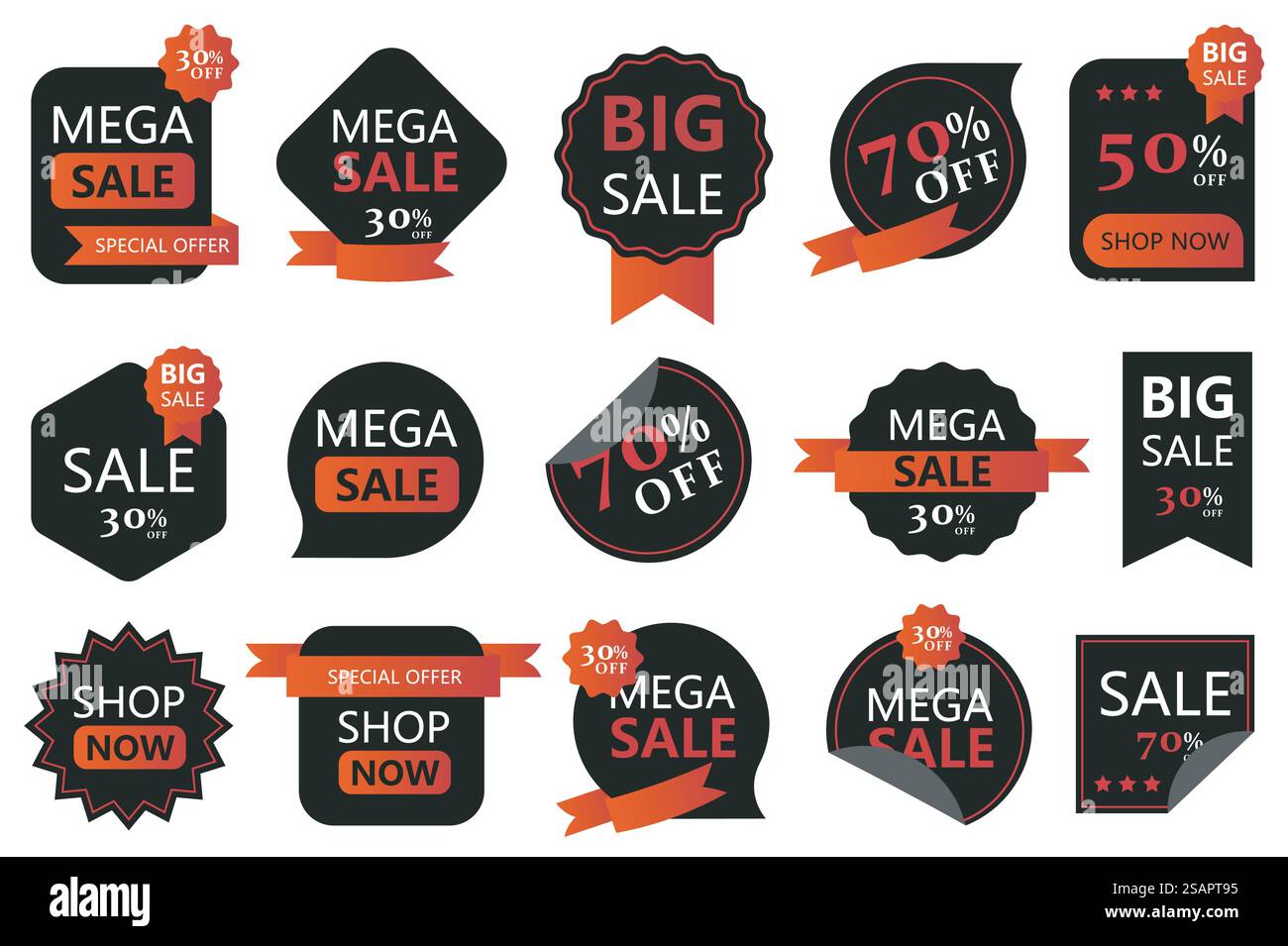 Sale price tags mega set in flat cartoon design. Bundle elements of ...