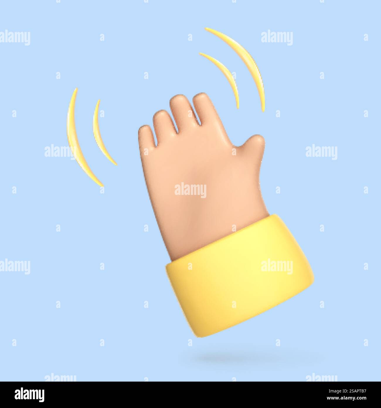 3D cartoon hand waving icon. Hand gesture. Hello and Goodbye symbol ...