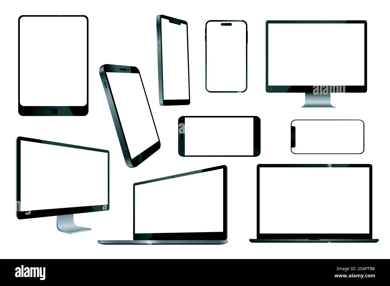 Devices and gadgets mega set in 3d realistic design. Bundle elements of tablets, smartphones ...