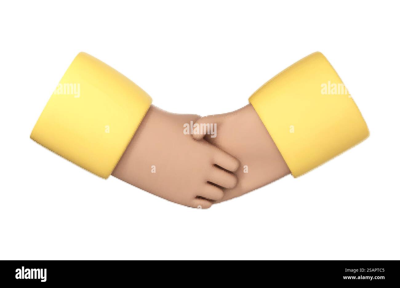 3D cartoon handshake icon on white background. Business concept of partnership, cooperation ...