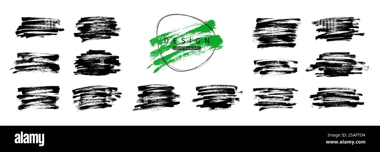 Set of brush strokes for use in under the text or objects. Grunge ...