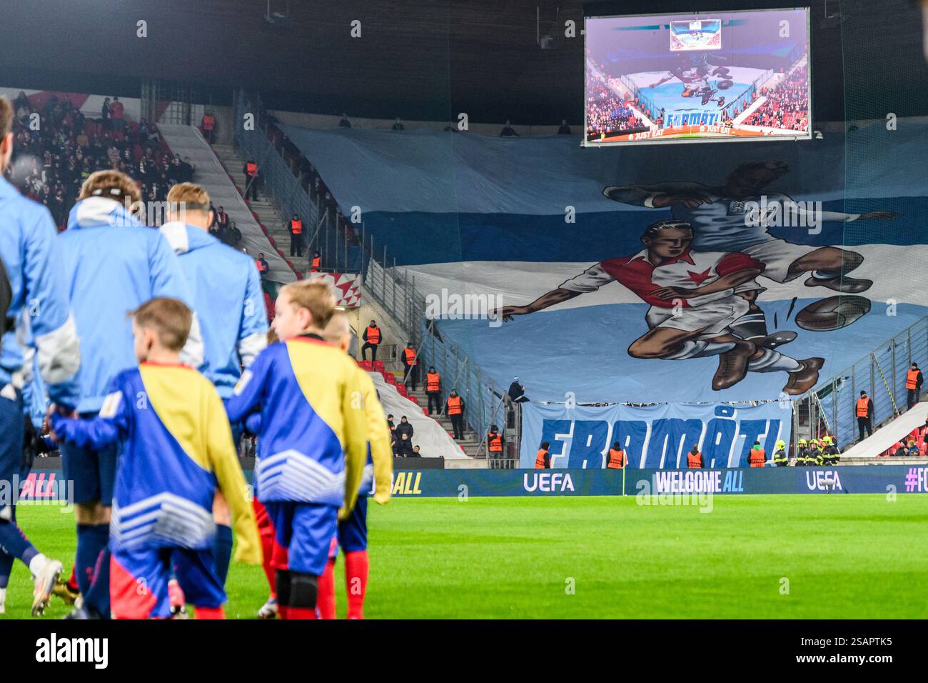 Prague, Czech Republic. 30th Jan, 2025. 250130 Fans of Malmö FF ahead ...