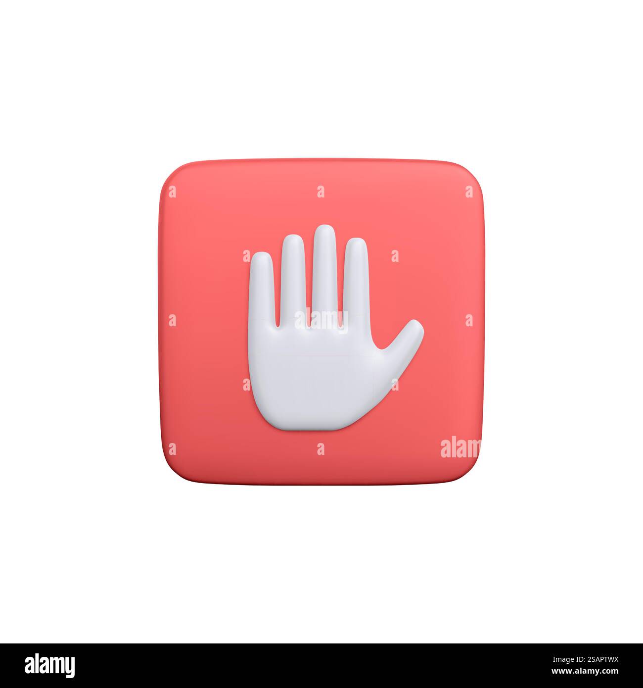 3d realistic stop sign isolated white background. Hand stop symbol ...