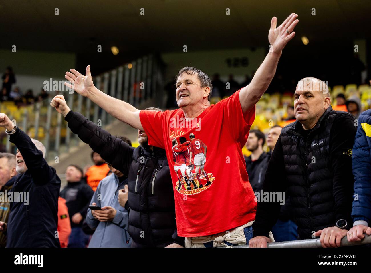 Manchester United fans celebrating during the UEFA Europa League ...