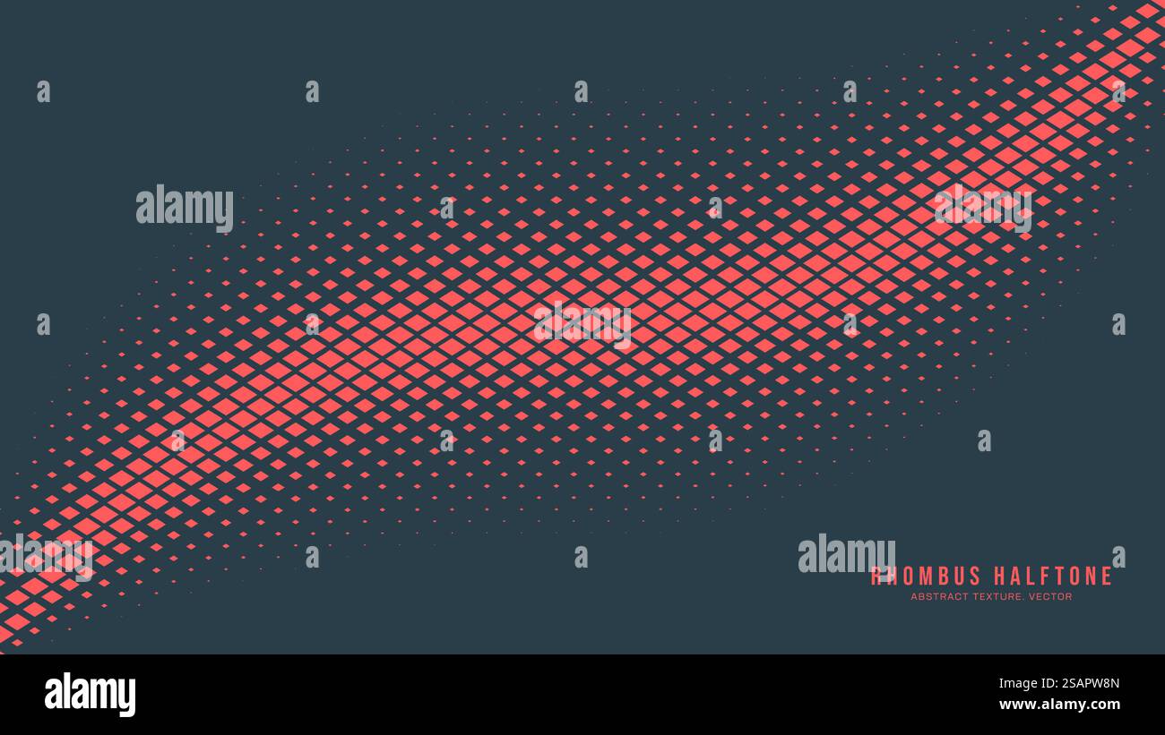 Halftone Checkered Rhombus Pattern Vector Red Form Smooth Curved Border Abstract Background ...