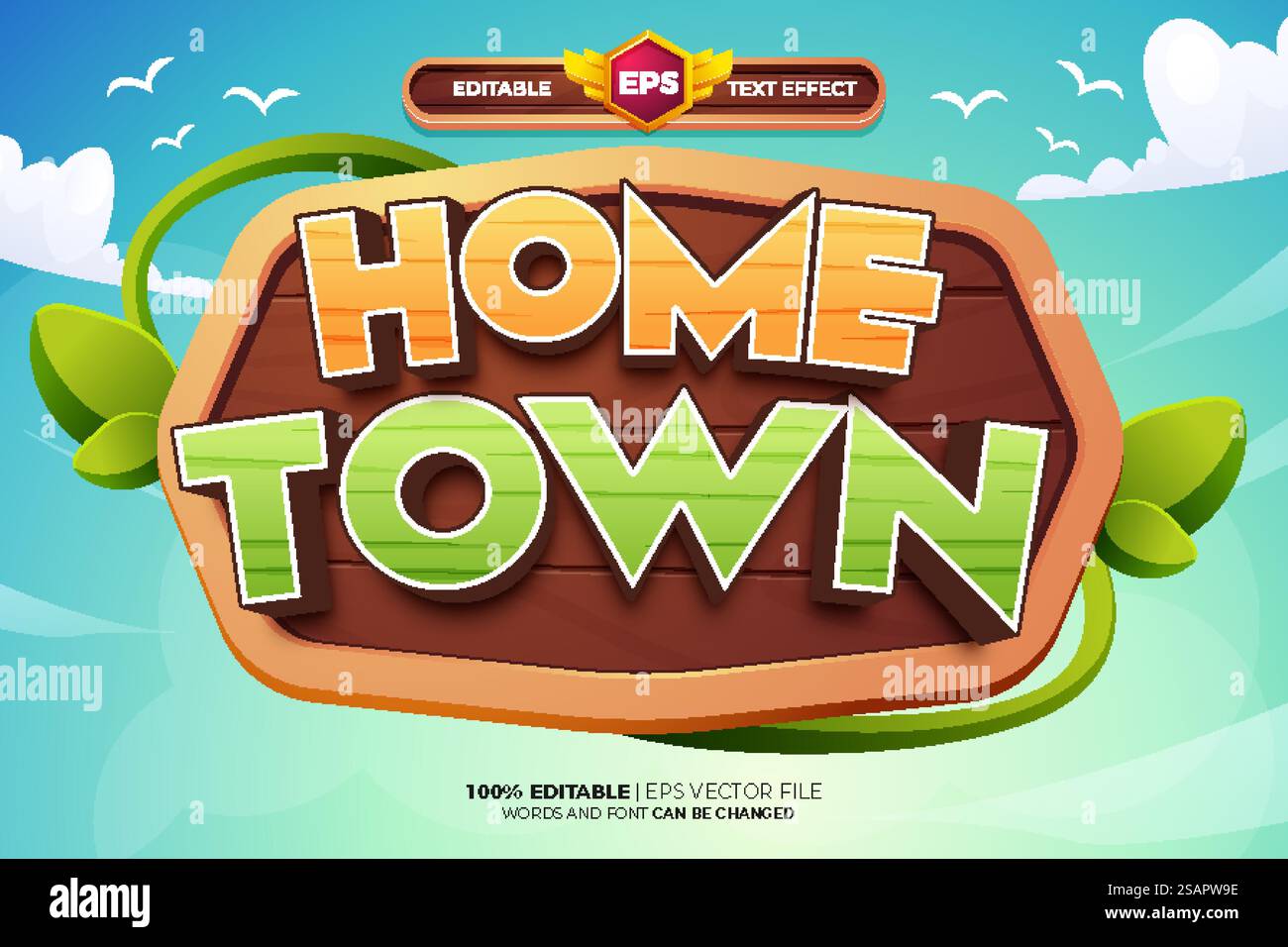 Home town Comic Cartoon game adventure tittle 3D Editable text Effect ...
