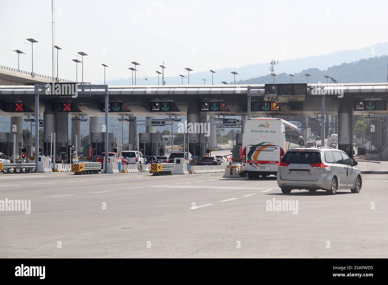 Mexico City, Mexico - Jan 1 2025: Toll booth at the exit to the highway ...
