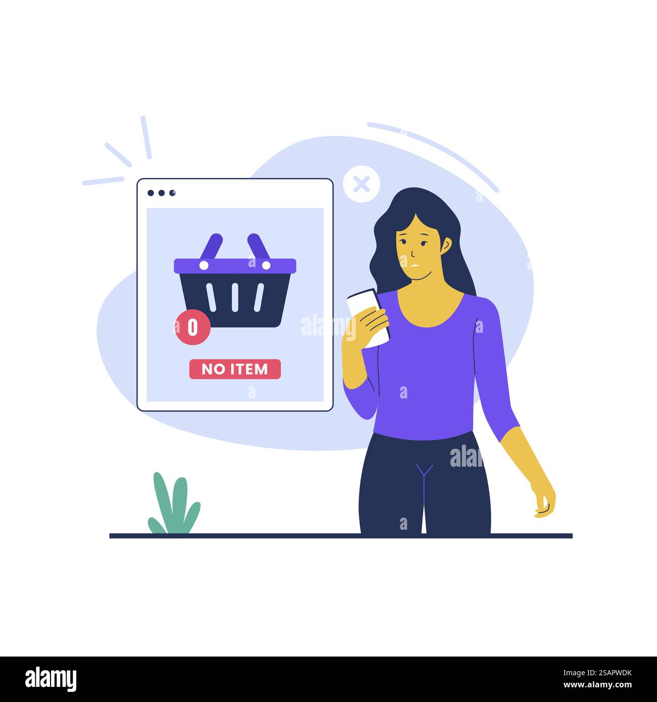 Empty cart concept illustration. Flat vector illustration isolated on ...