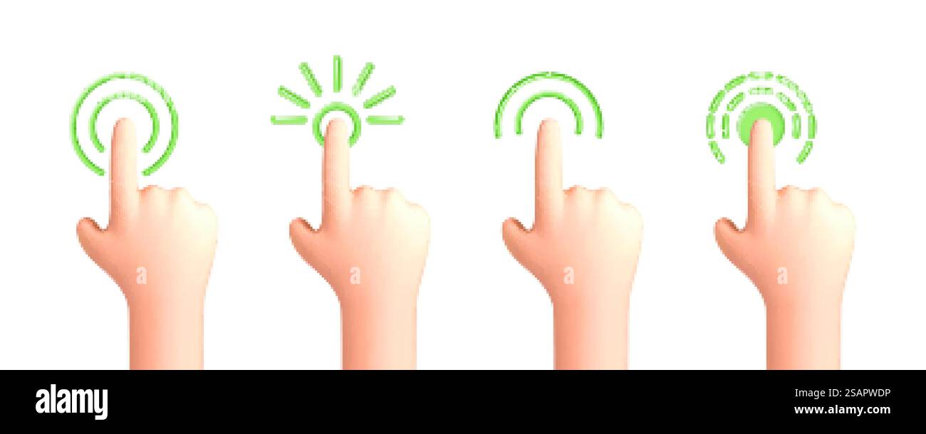 Touch or click icon design. 3D hand pointing icon design. Pointing ...