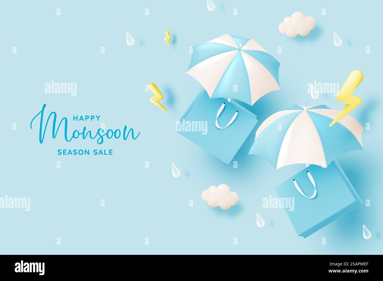 Cute umbrella for monsoon season with pastel color scheme and paper art ...