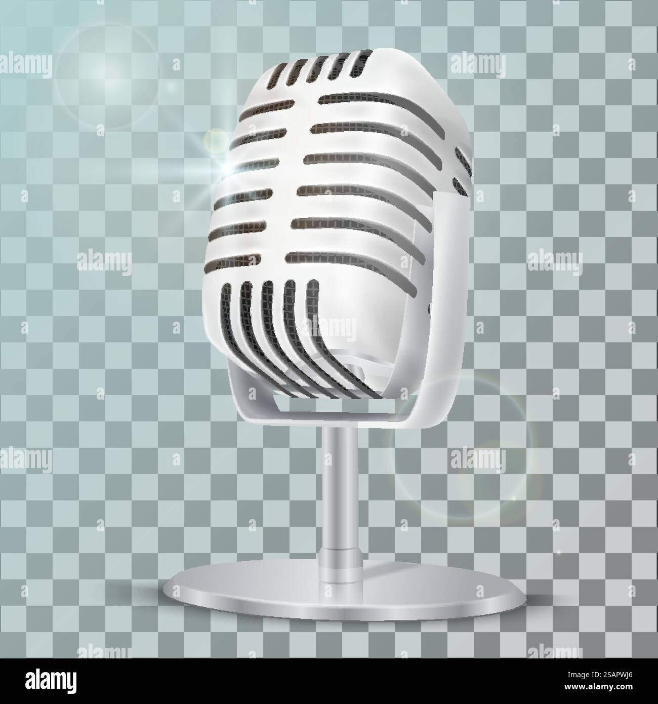 Vintage silver studio microphone. 3D realisic vector illustration jn ...