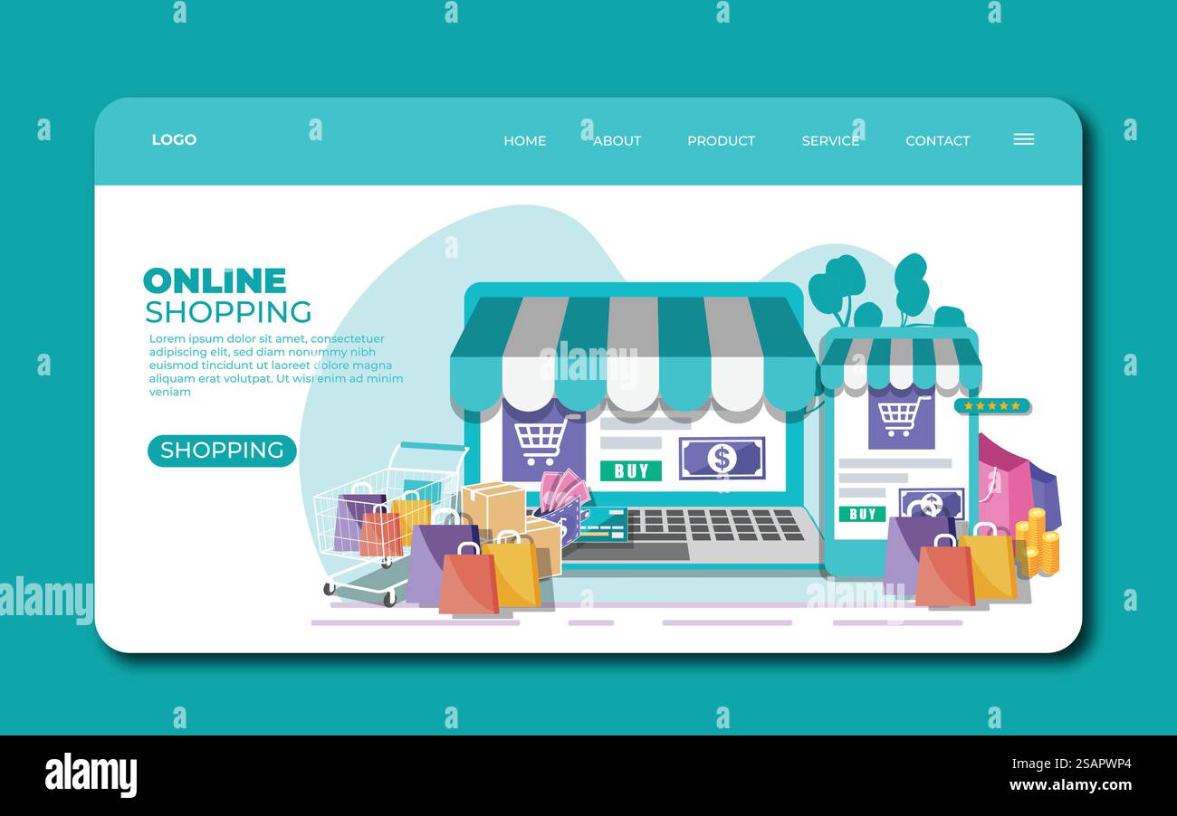 Free vector flat design shopping online landing page Stock Vector Image ...