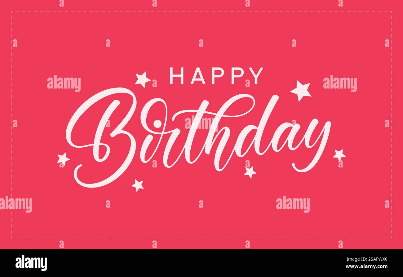 Happy Birthday hand lettering. Lettering design for banner, invitation ...
