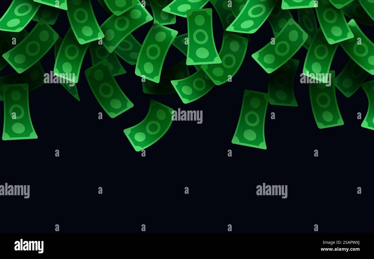 Dollar falling rain. Money wallpaper, flying cash shower background ...