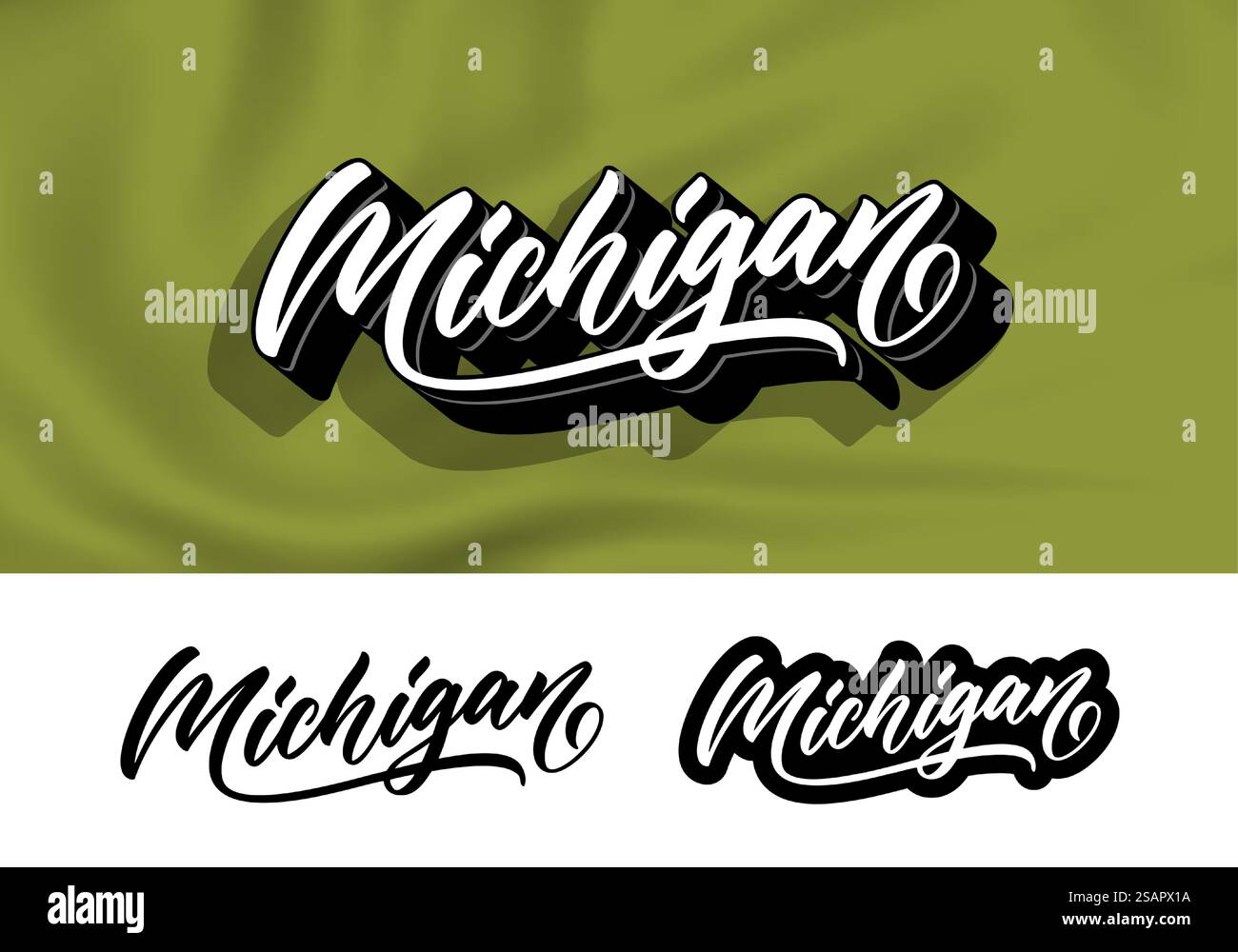 Michigan hand lettering design. Modern calligraphy. Vector illustration ...