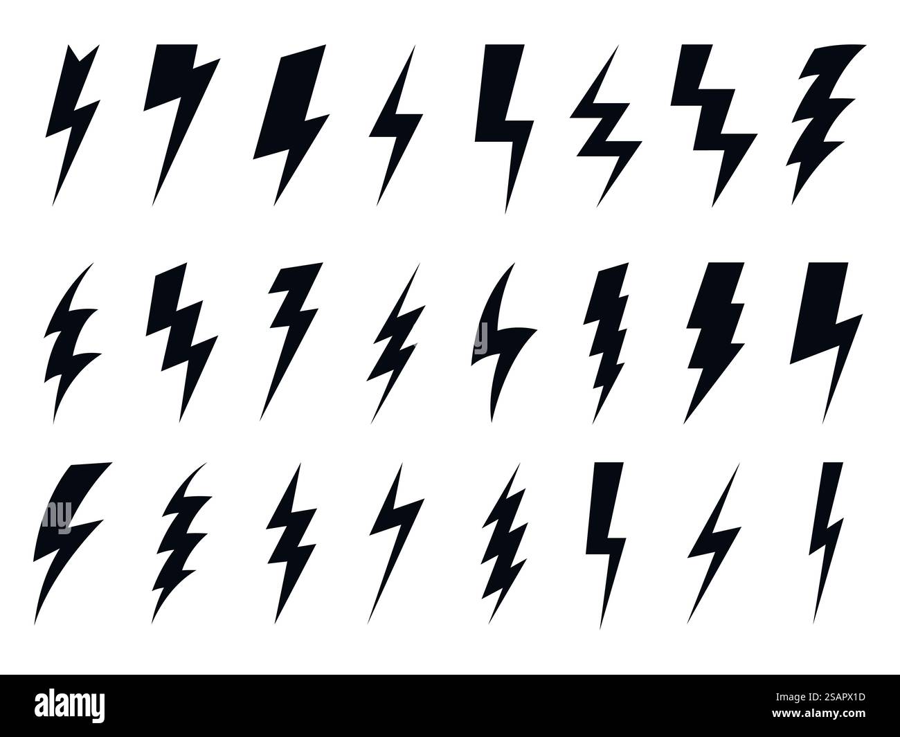 Black lightning bolt. Abstract electrical energy lightning strike ...