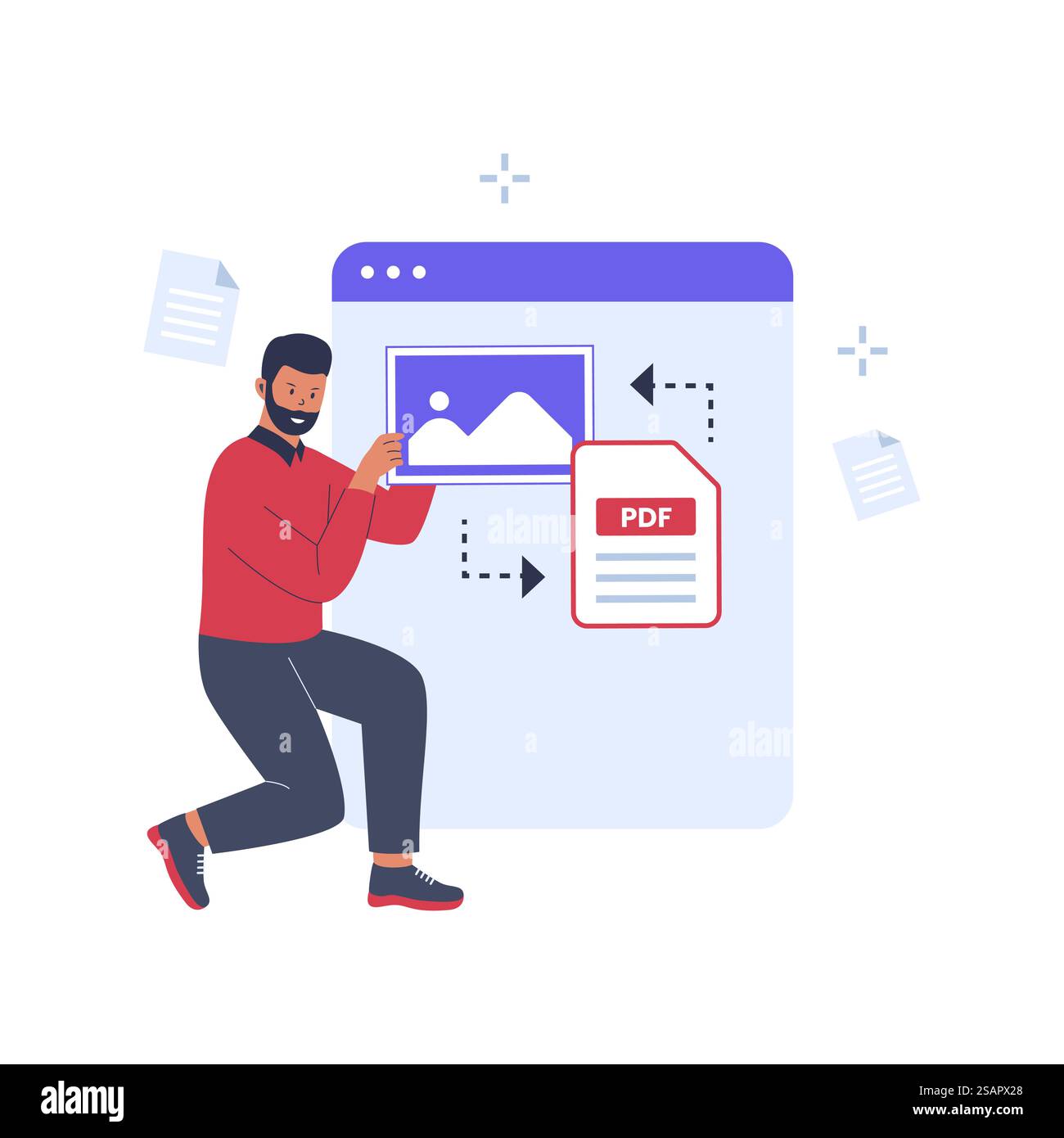 Jpg to pdf concept illustration. File edit concept. vector flat illustration Stock Vector Image ...