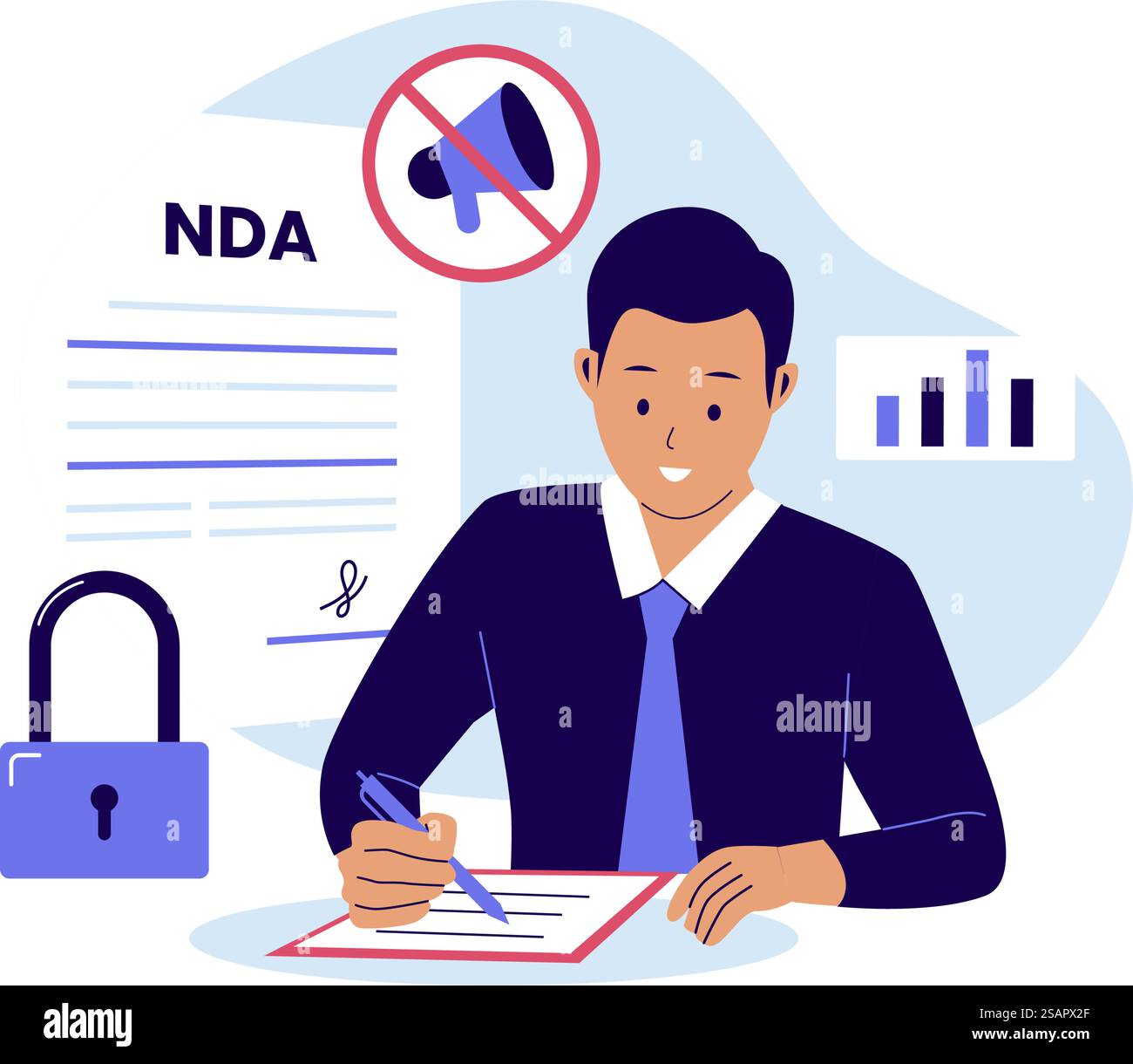 Non-disclosure agreement contract concept. Vector flat illustration ...