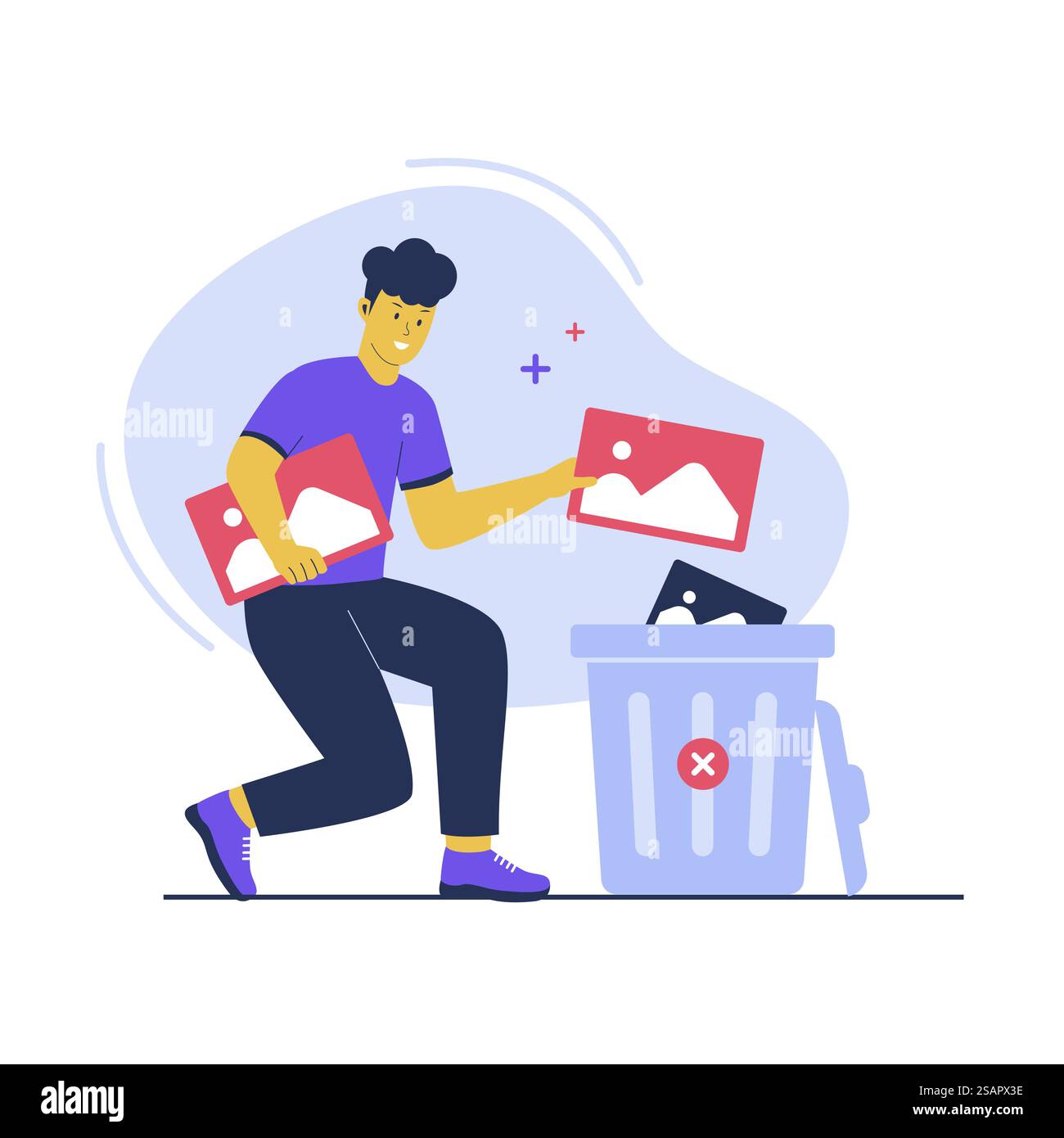 Delete image file concept illustration. Flat vector illustration ...