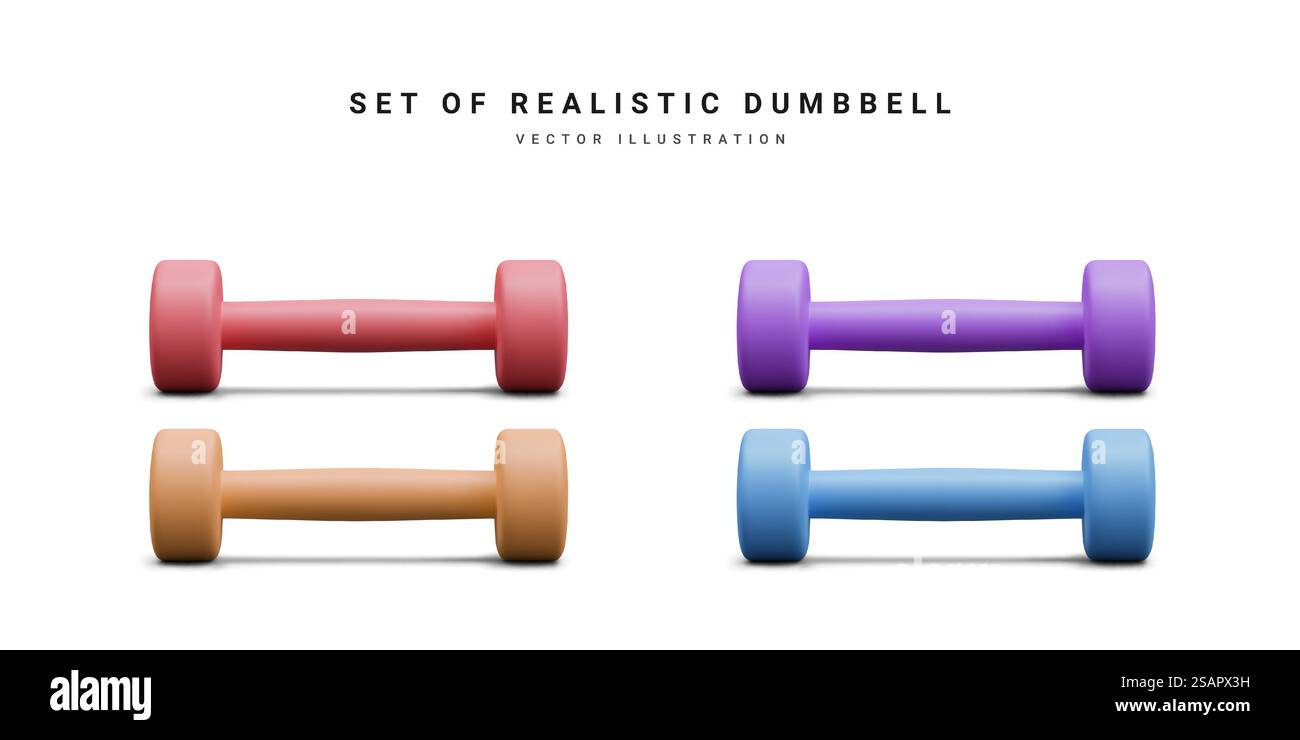 3d realistic set of dumbbells isolated on white background. Vector illustration Stock Vector ...