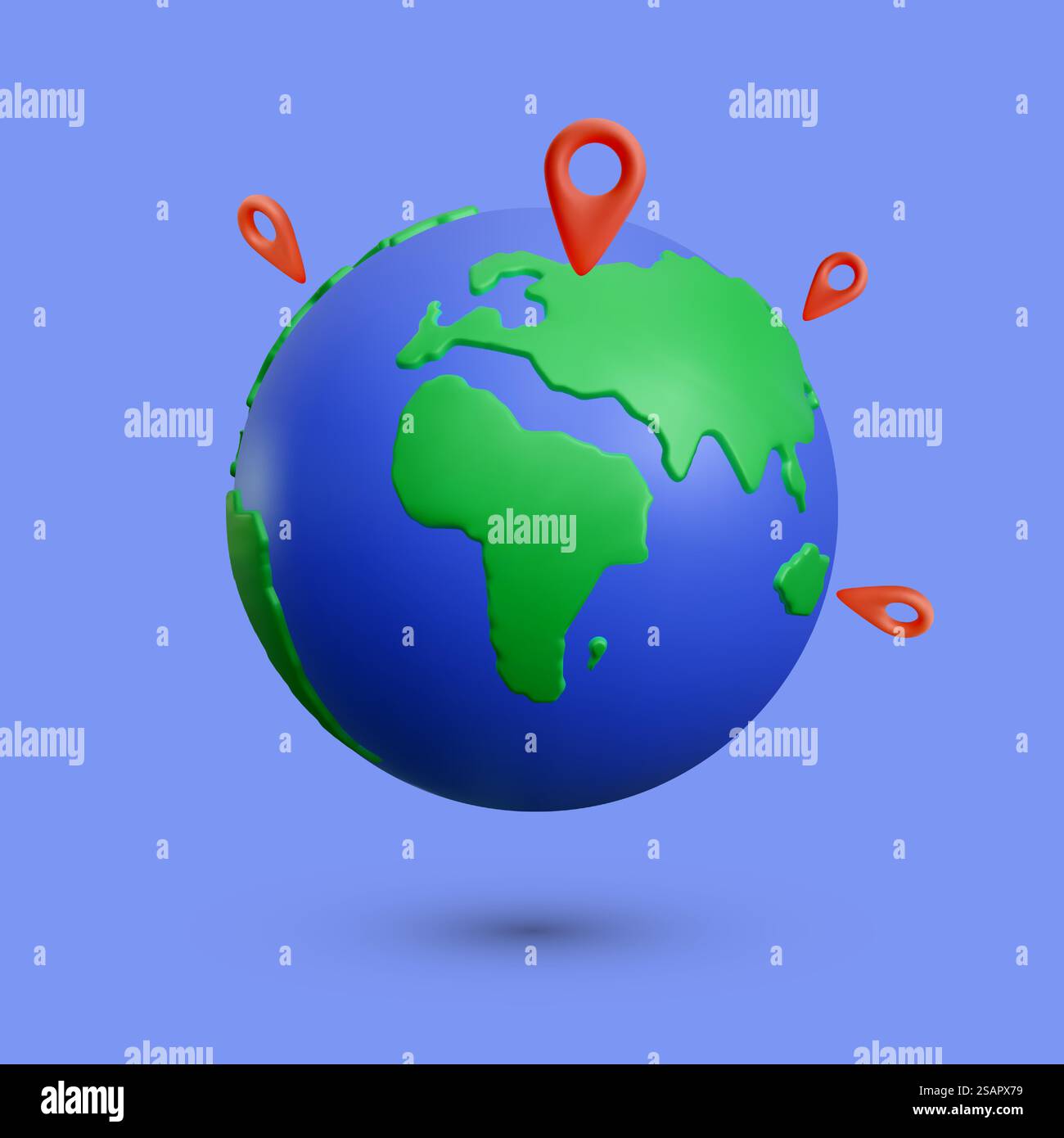 3d realistic red location pointer on global earth. Vector illustration Stock Vector Image & Art ...