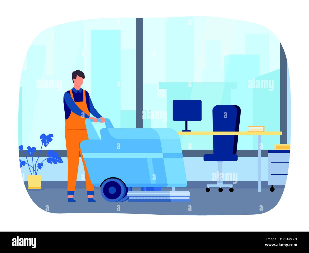 Cleaning office janitor in Cut Out Stock Images & Pictures - Alamy
