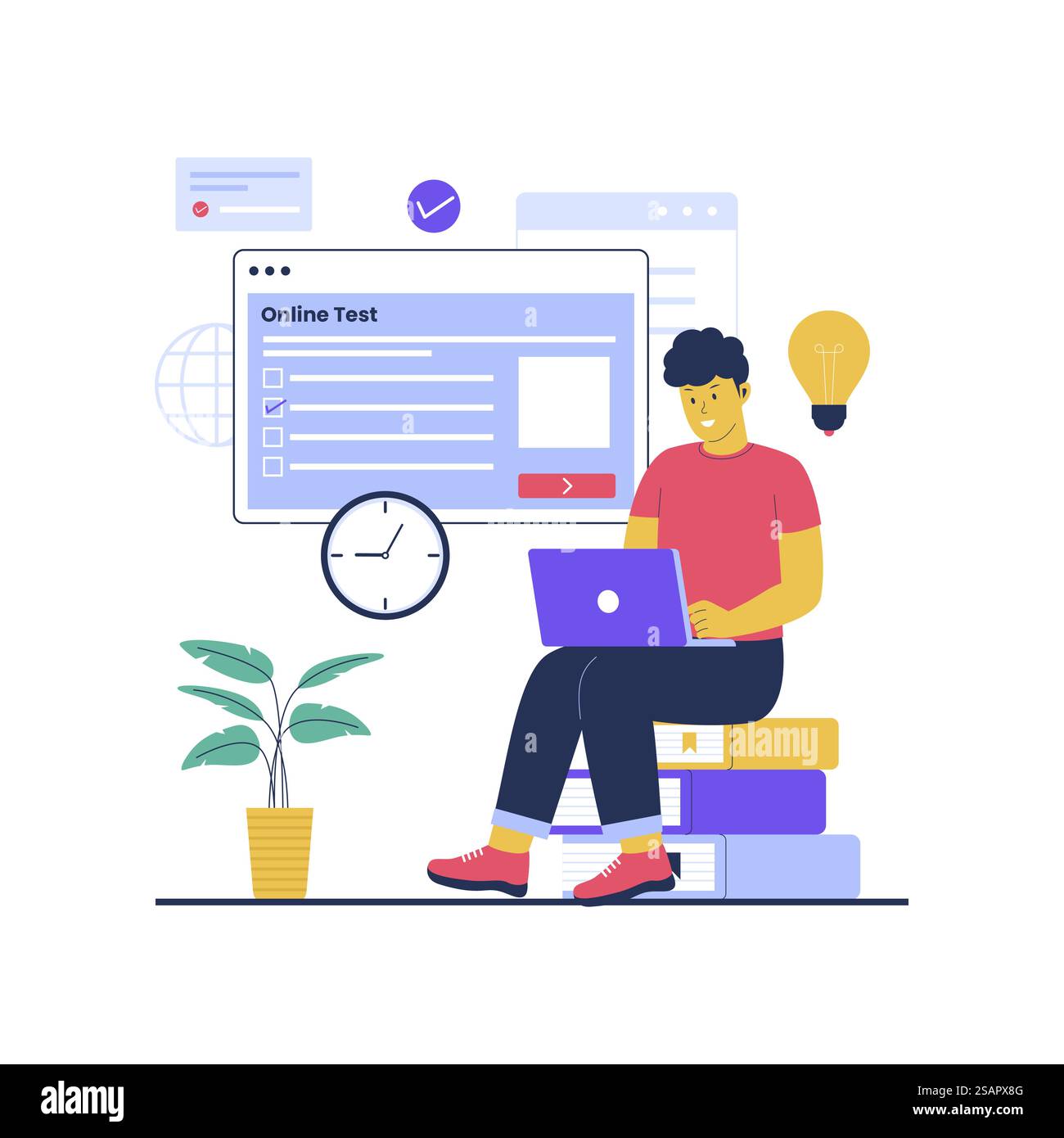 Vector of online exam illustration. Test in online class . Flat vector ...