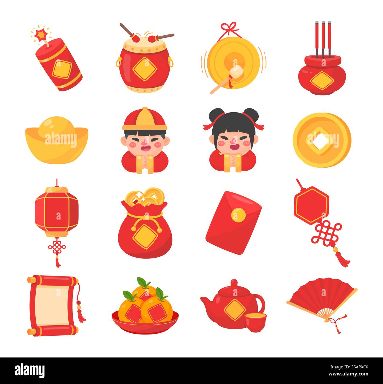 Collection of elements for Chinese New Year celebrations Stock Vector ...