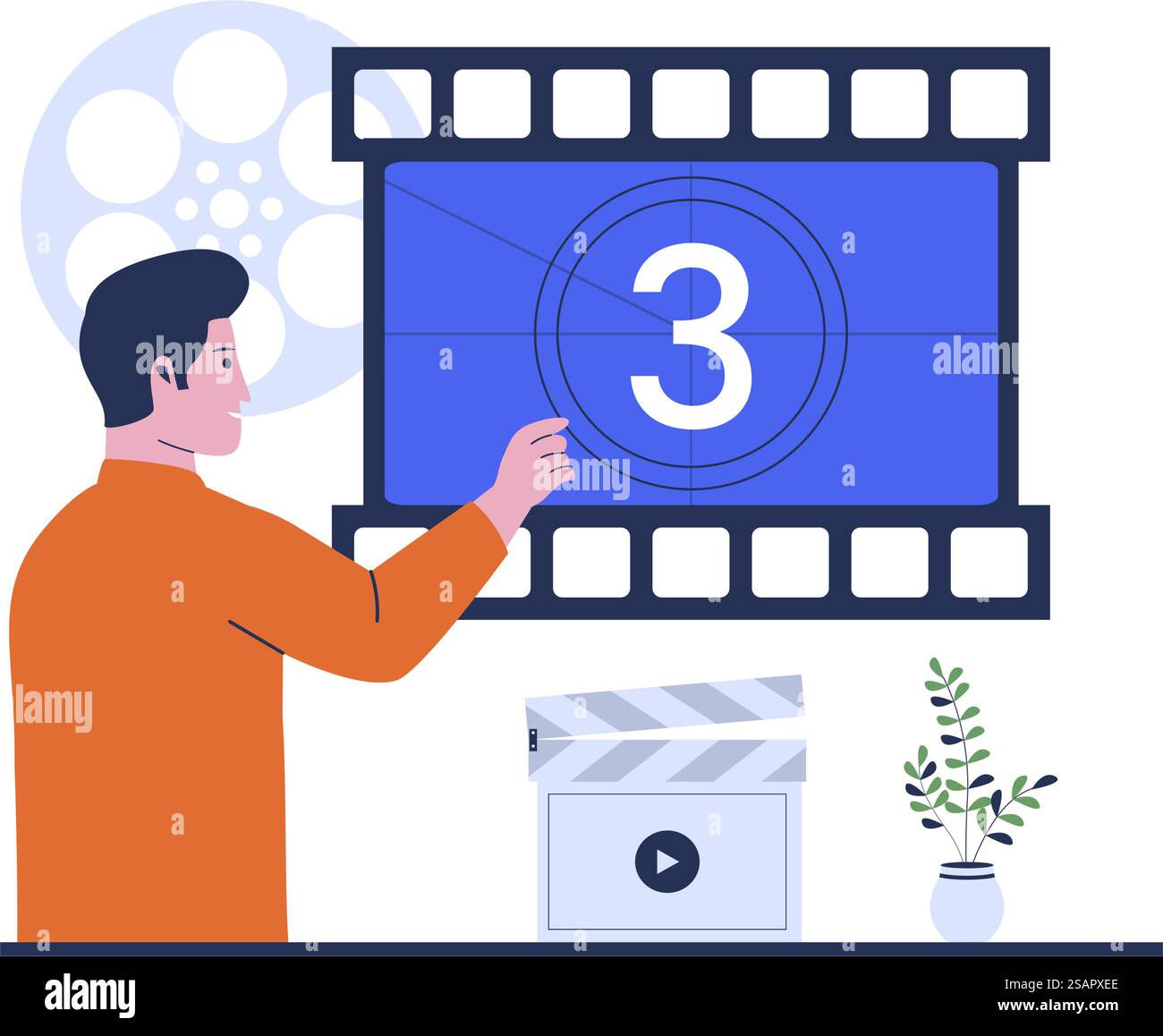 Film countdown illustration vector concept. waiting for the movie ...