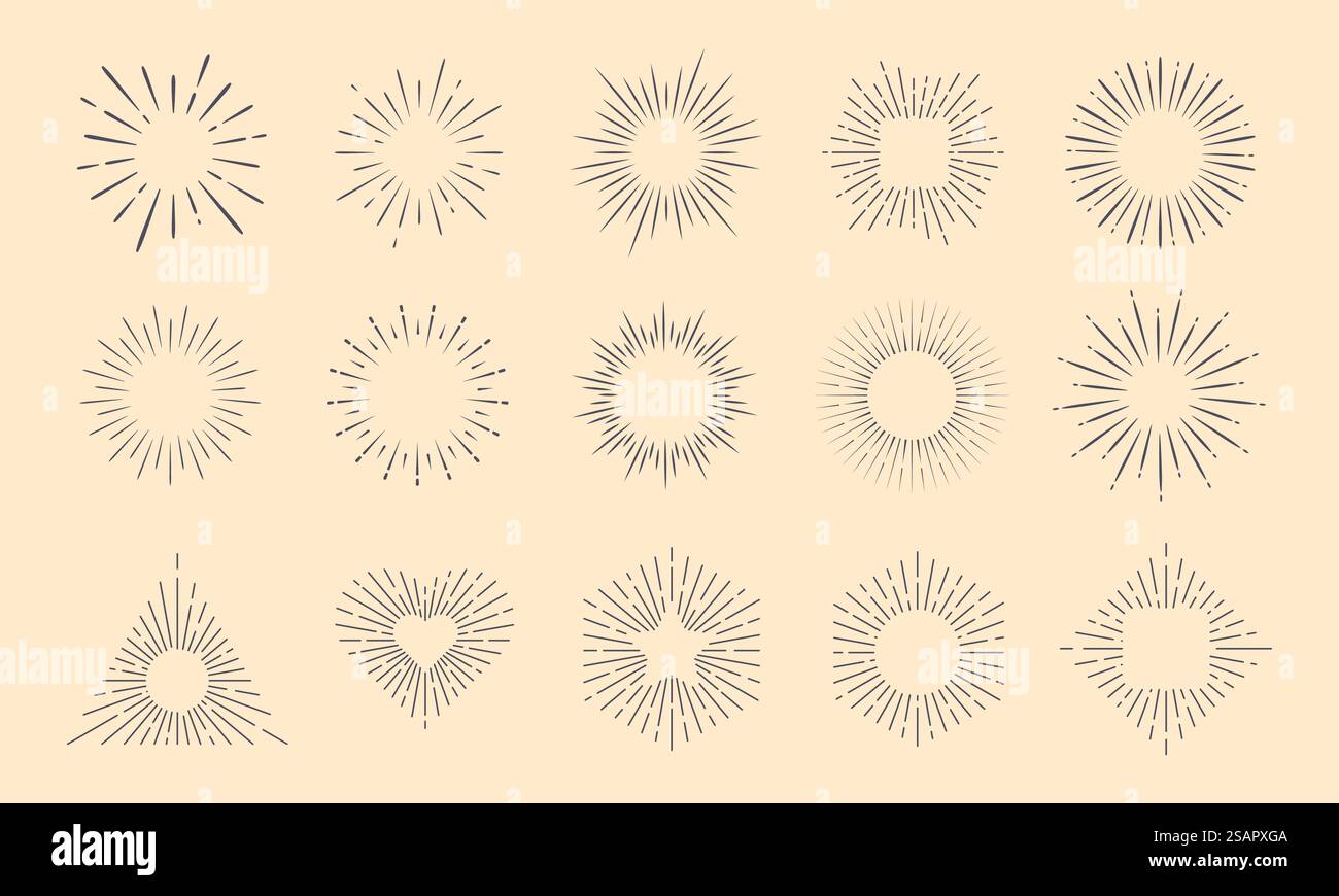 Vintage style sunburst simple lines of diffused light Stock Vector ...