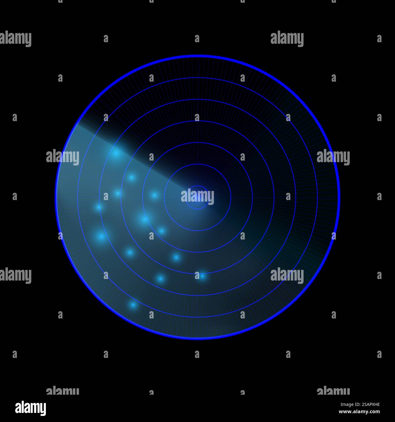 Radar isolated on dark background. Military search system. HUD radar ...