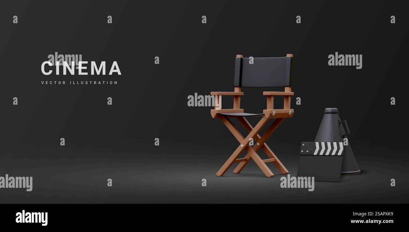 3d realistic movie industry concept. Cinema production design concept ...