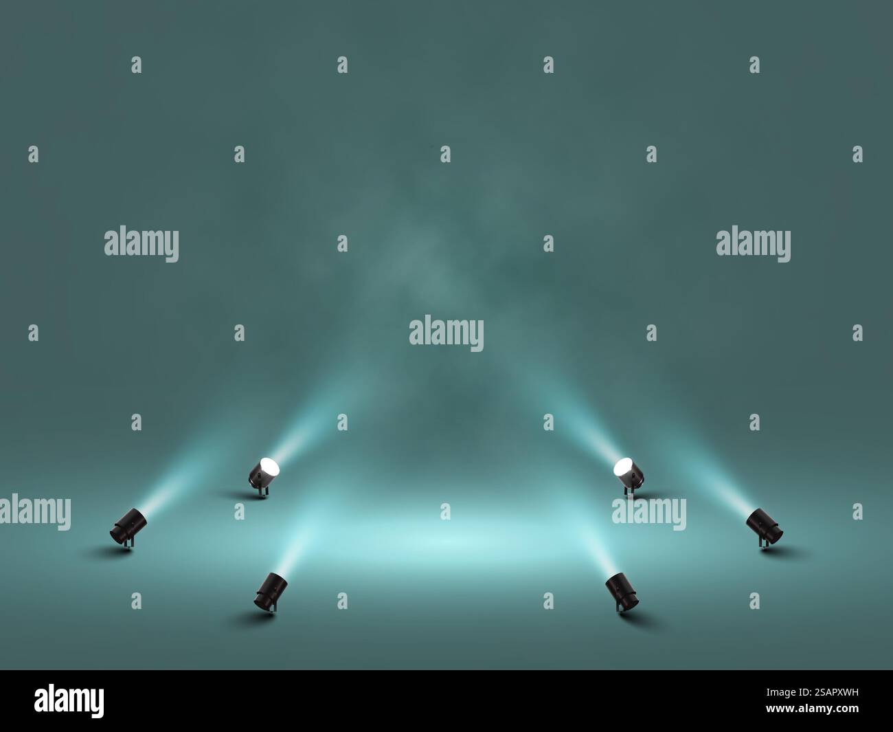 Spotlights with bright white light shining stage. Illuminated effect ...