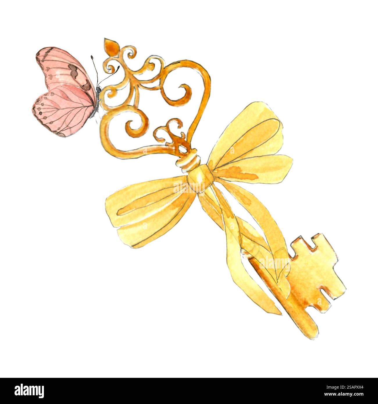 A golden key with a butterfly design, capturing the essence of ...