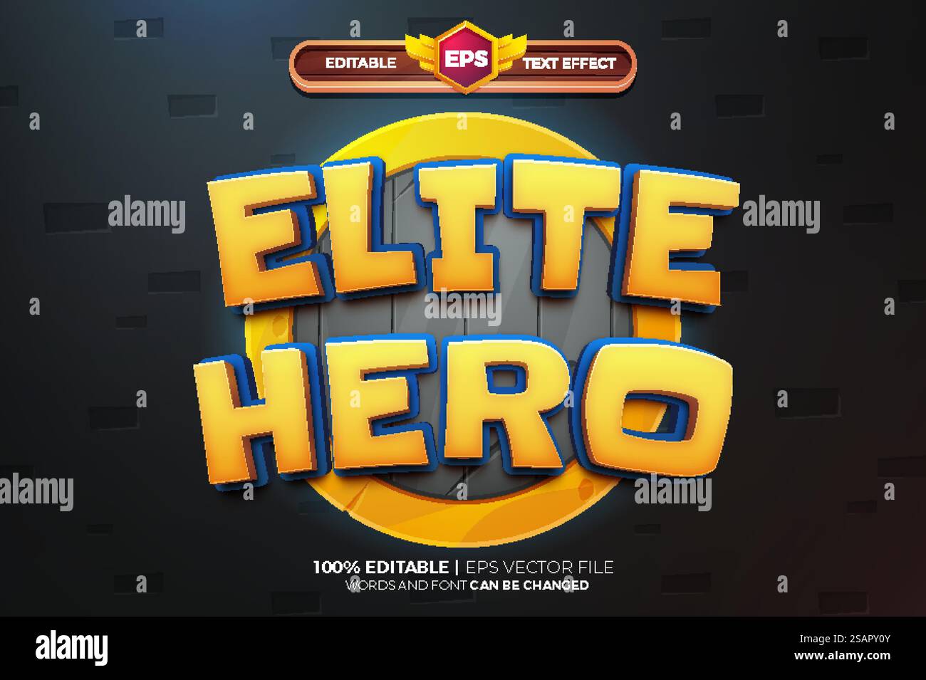 Elite Hero Shield comic cartoon movies Bold 3D Editable text Effect ...