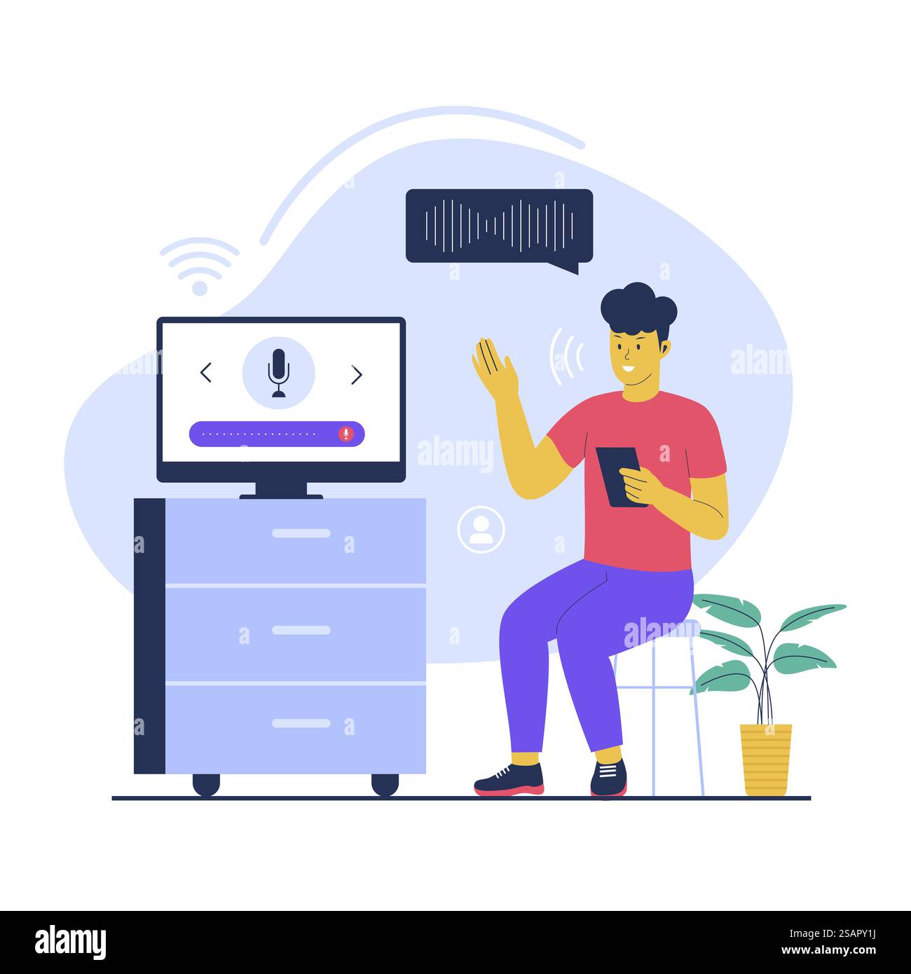 Concept illustration of voice assistance technology. Flat vector illustration isolated on white ...