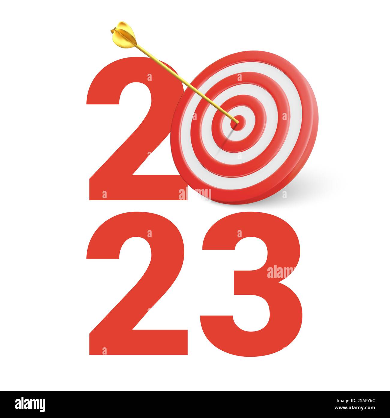 New Year realistic target and goals with symbol of 2022 from red target ...