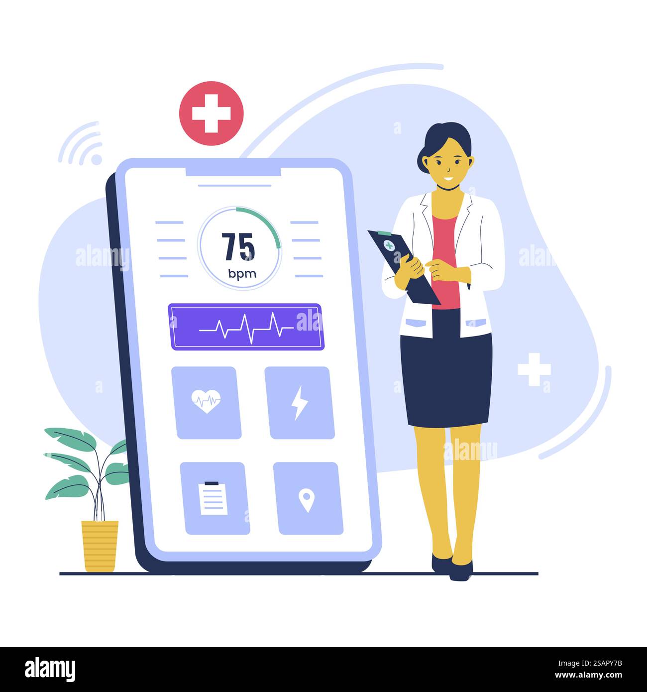 Concept illustration of smart healthcare technology. Flat vector ...