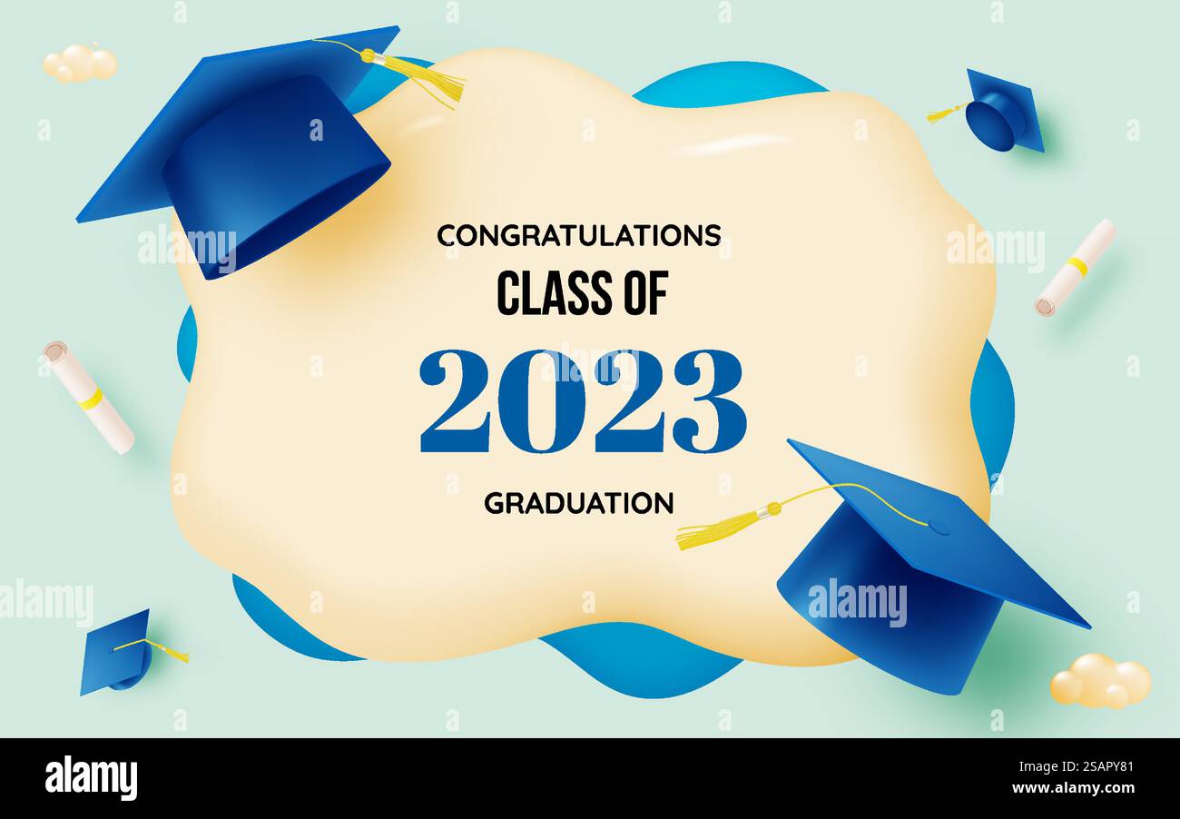 Graduation hat background for education and end of school poster or ...
