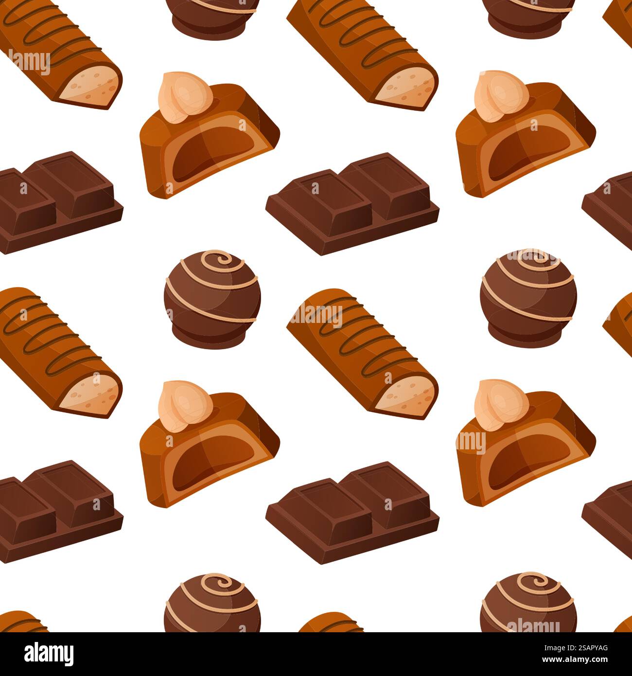 Chocolate candies pattern. Seamless texture with milk cacao sweets ...