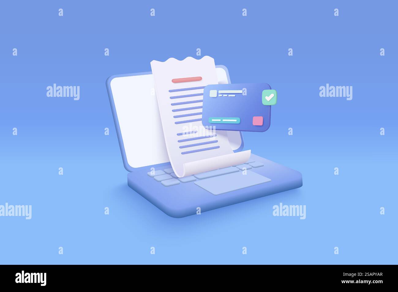 3d pay money with smart laptop banking online payment concept. Bill on ...