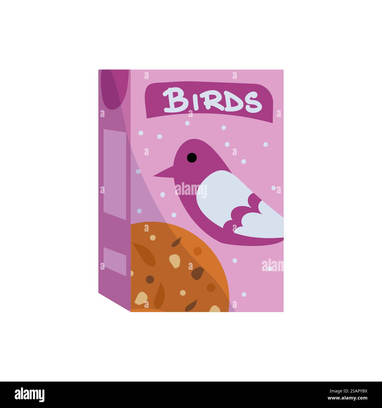 Cartoon package with bird food. Pets feed box. Veterinary shop goods ...