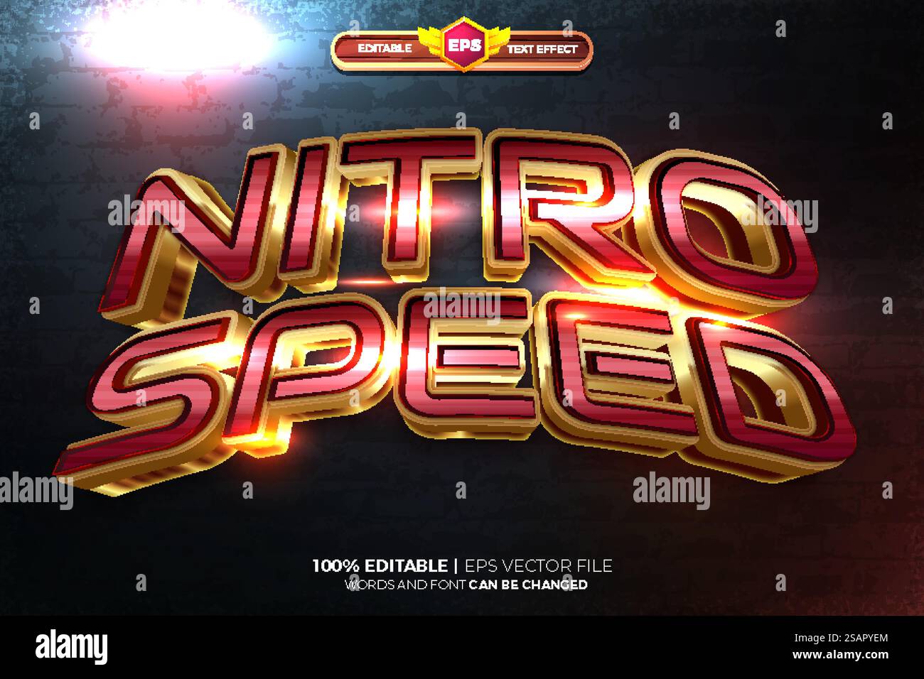 Nitro Speed Esport Game 3D Text Effect game logo template Stock Vector ...
