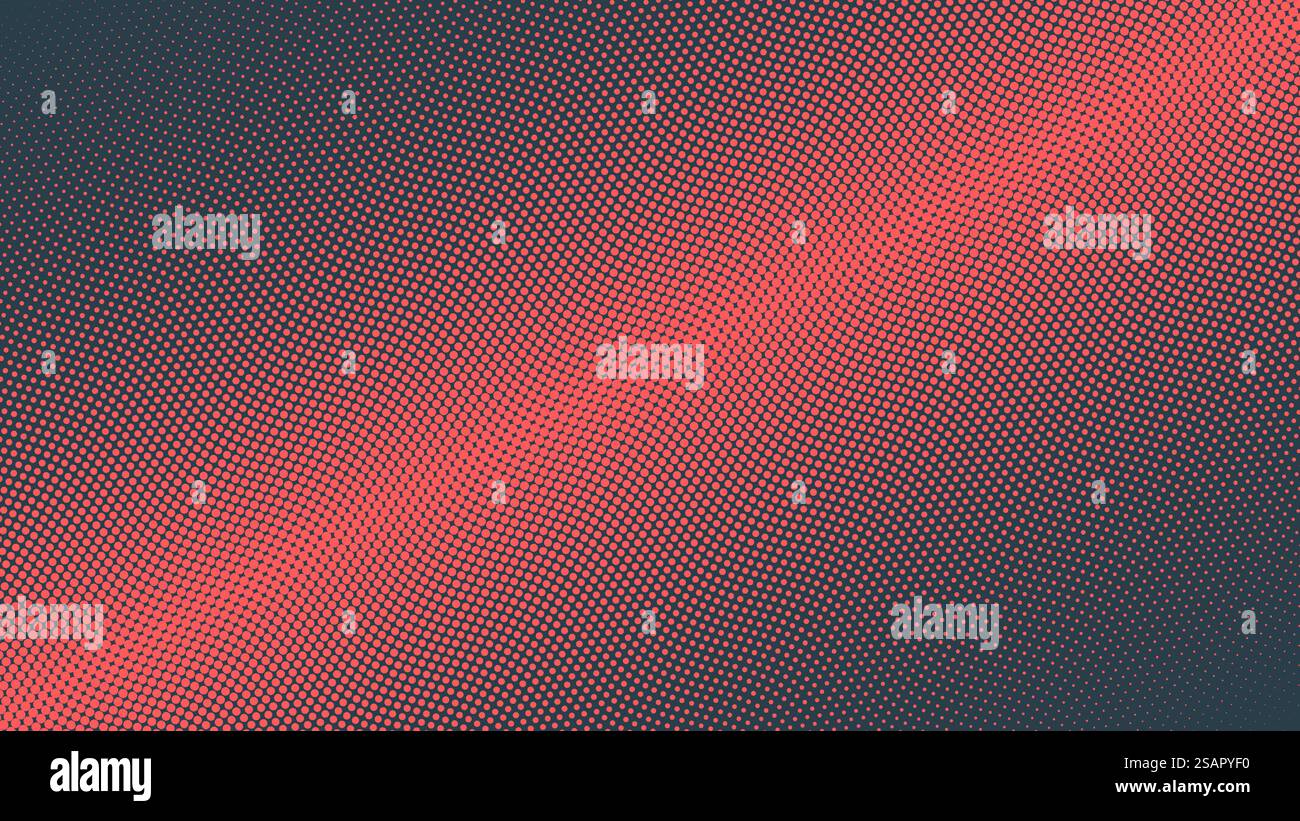 Pop Art Dots Wavy Half Tone Pattern Vector Tilted Border Red Abstract ...