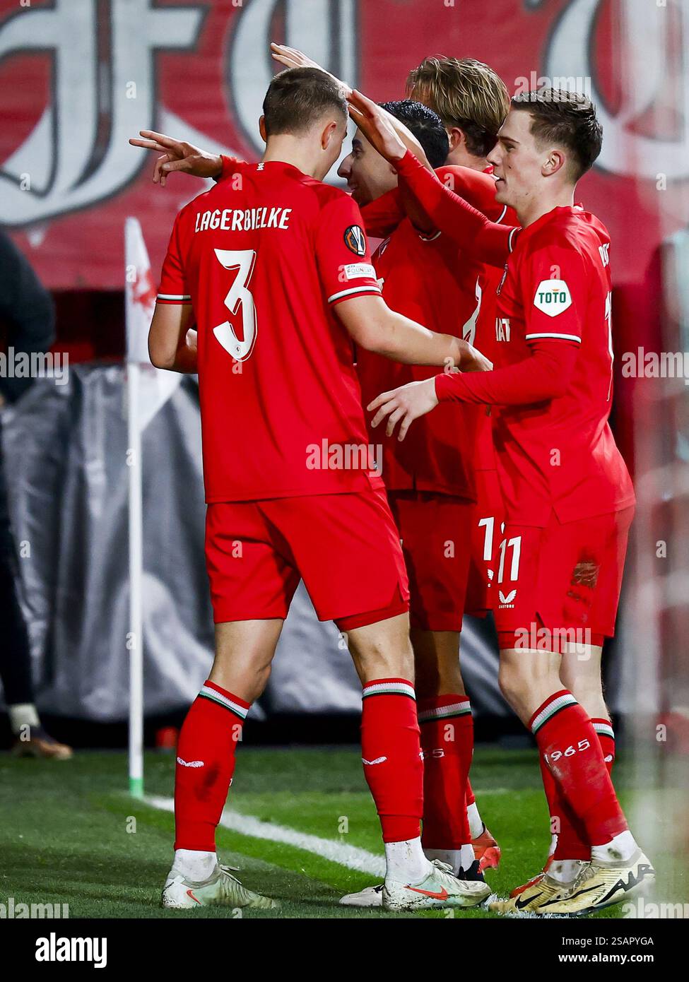 ENSCHEDE - Daan Rots of FC Twente celebrates the 1-0 during the UEFA ...