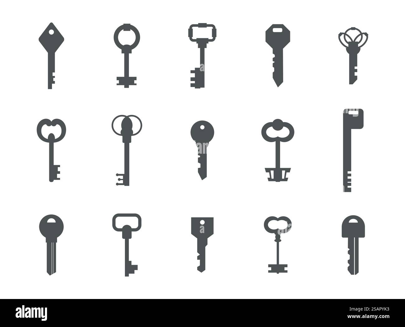 Key silhouettes. Antique and modern graphic template for logo design ...