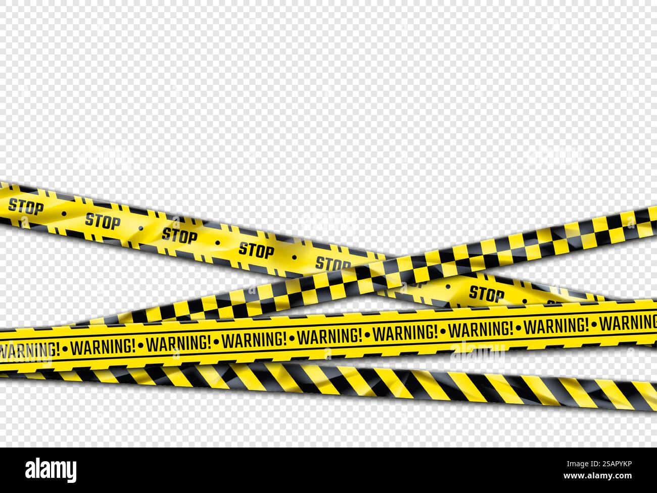 Warning ribbon. Realistic adhesive barricade tape. Black and yellow ...