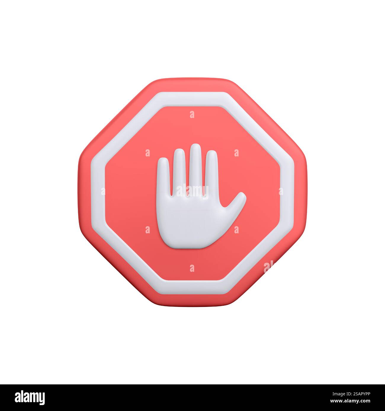 3d realistic stop sign isolated white background. Hand stop symbol ...