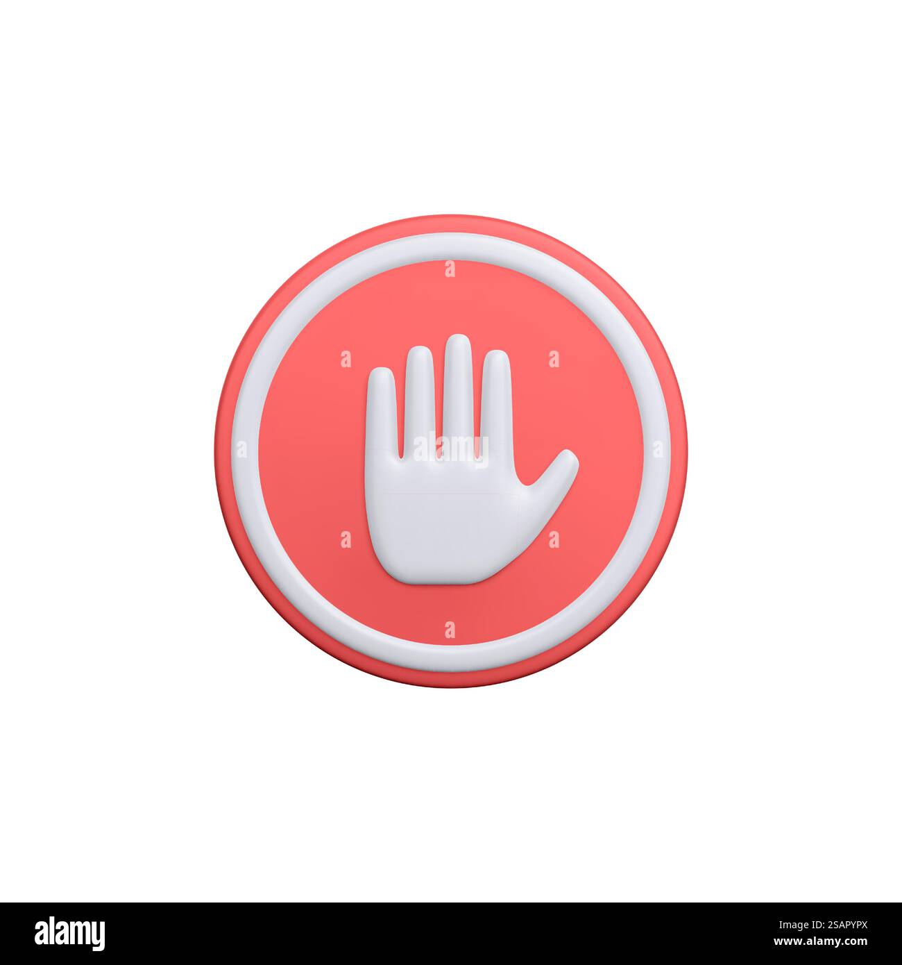 3d realistic stop sign isolated white background. Hand stop symbol ...